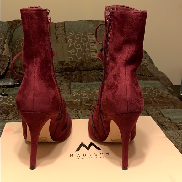 Madison | Shoes | Dark Red Suede Ankle Boots | Poshmark